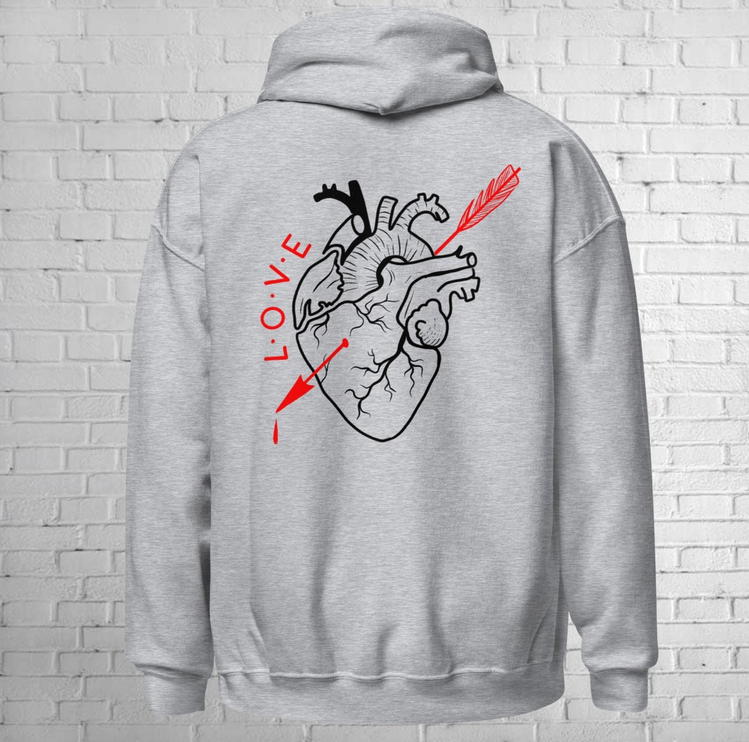 Unisex Anatomical Heart Hoodie. Bleeding Heart Love Hoodie. Valentine ...