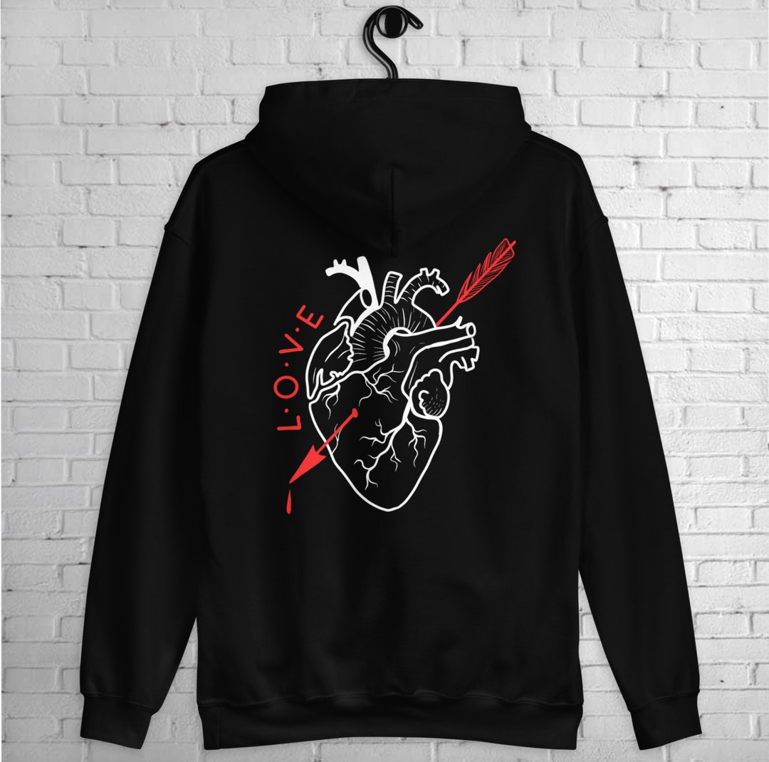 Unisex Anatomical Heart Hoodie. Bleeding Heart Love Hoodie. Valentine ...