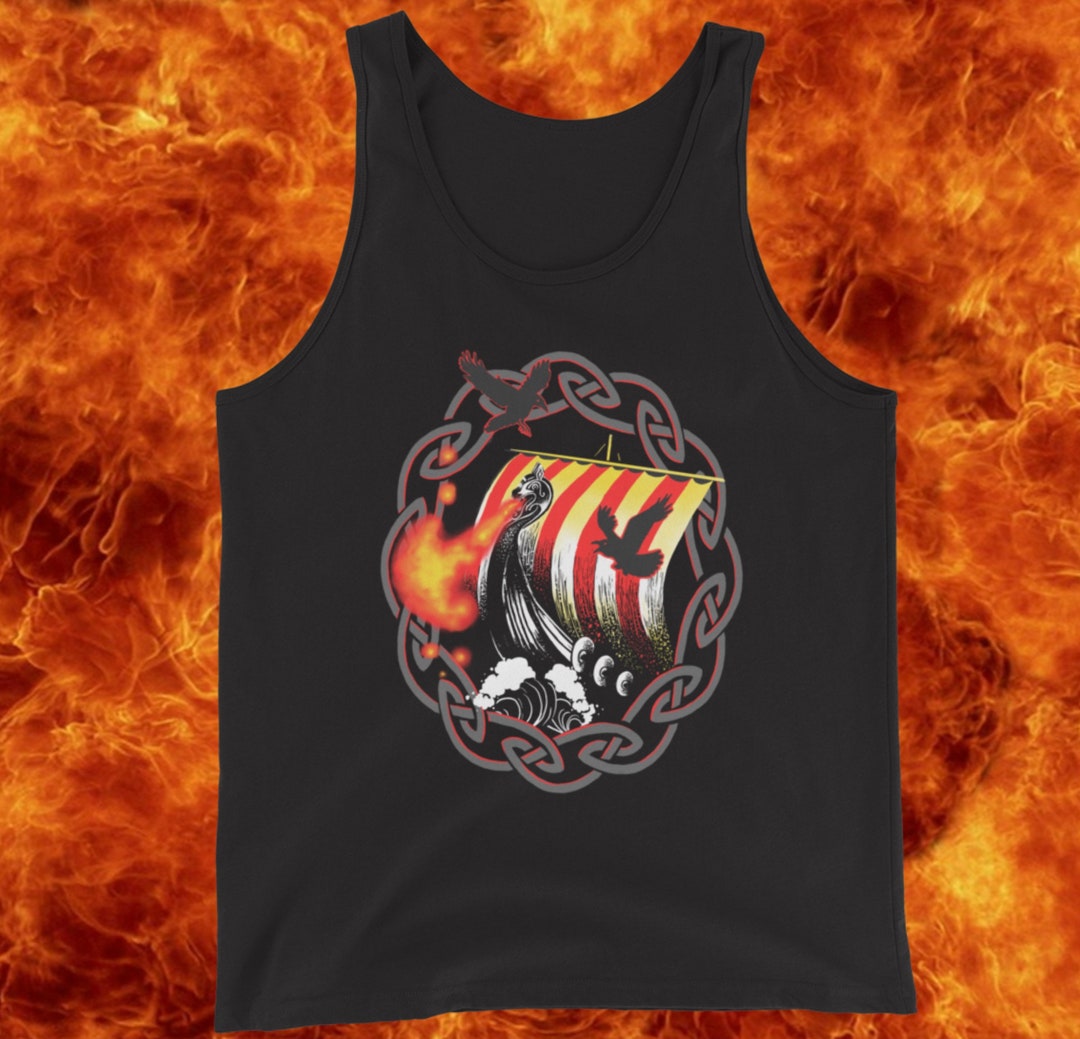 Viking Ship Tank Top Two Crows Tank Top Flaming Viking Ship Cool Viking ...