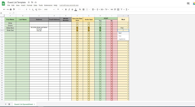 Wedding Guest List & RSVP Spreadsheet Template for Excel or Google ... Wedding Guest List & RSVP Spreadsheet Template for Excel or Google ...