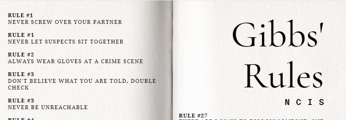 NCIS Gibb's Rules Digital Poster Instant Download - Etsy