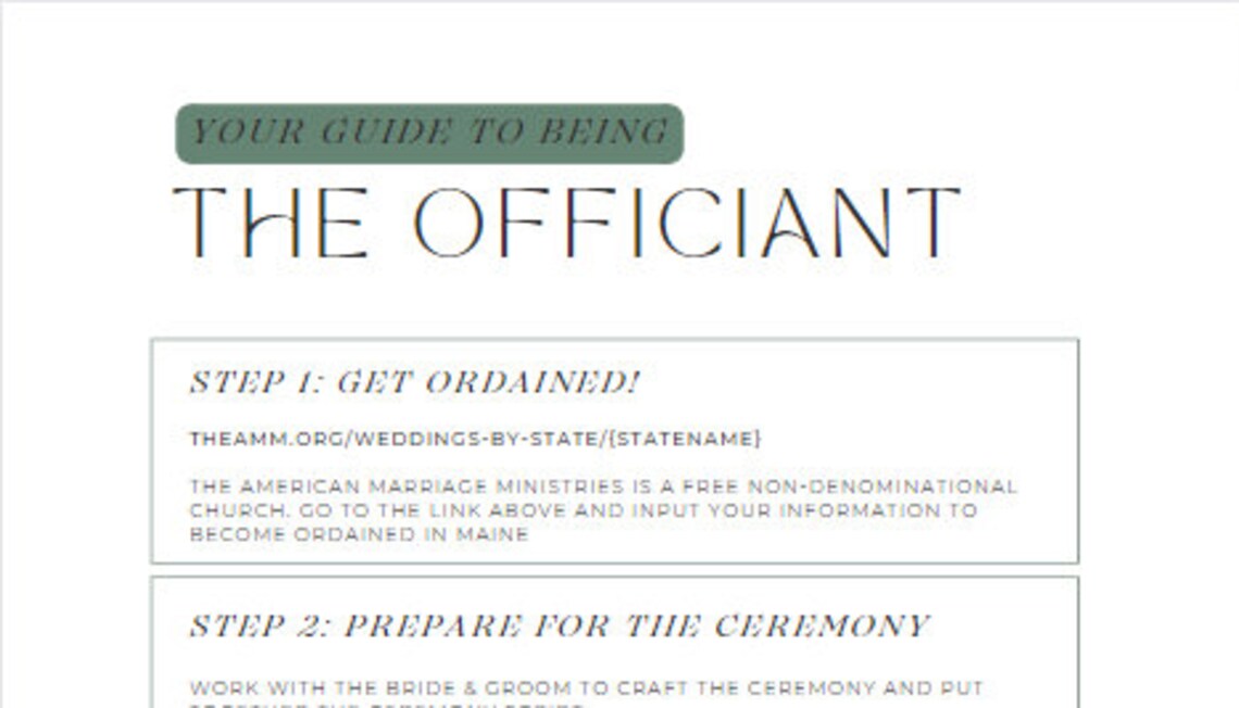 Wedding Officiant Guide | Your Guide to Being the Officiant - Etsy