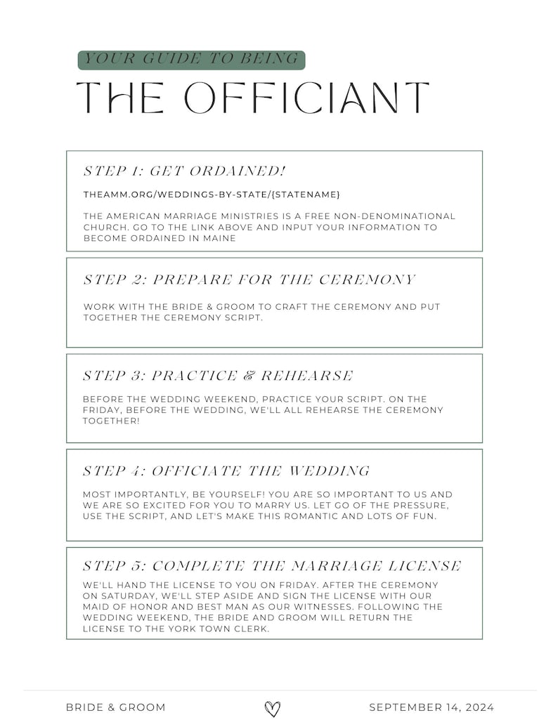 Wedding Officiant Guide | Your Guide to Being the Officiant - Etsy
