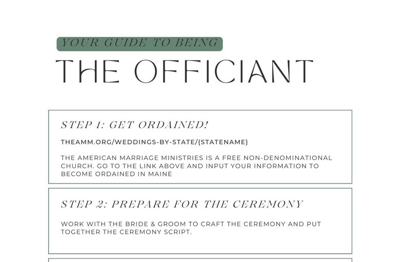 Wedding Officiant Guide | Your Guide to Being the Officiant - Etsy
