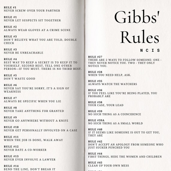 Regras De Gibbs Do Poster Do Ncis