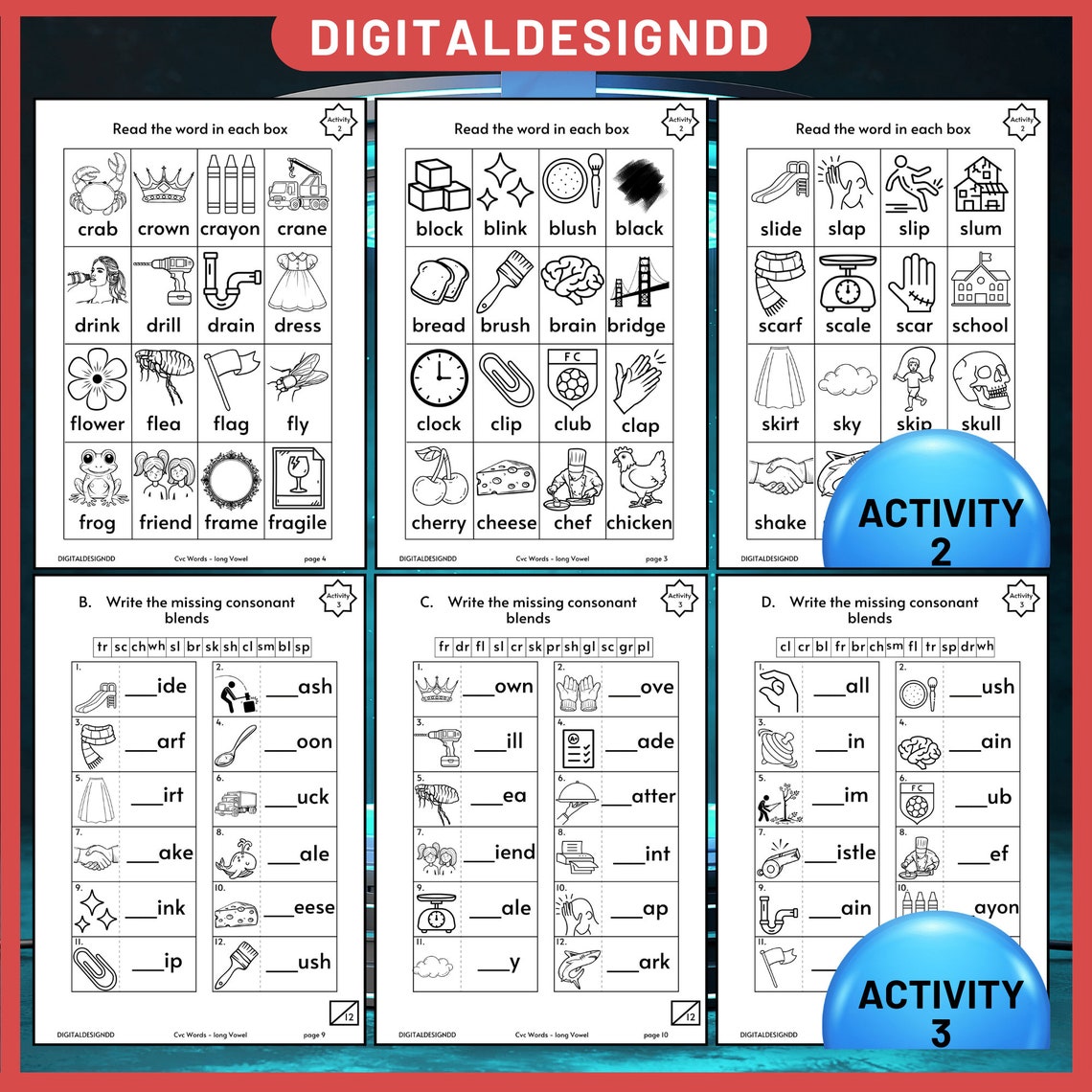 PDF Phonics CVC Words English Worksheet Consonant Blend Kids Activities ...