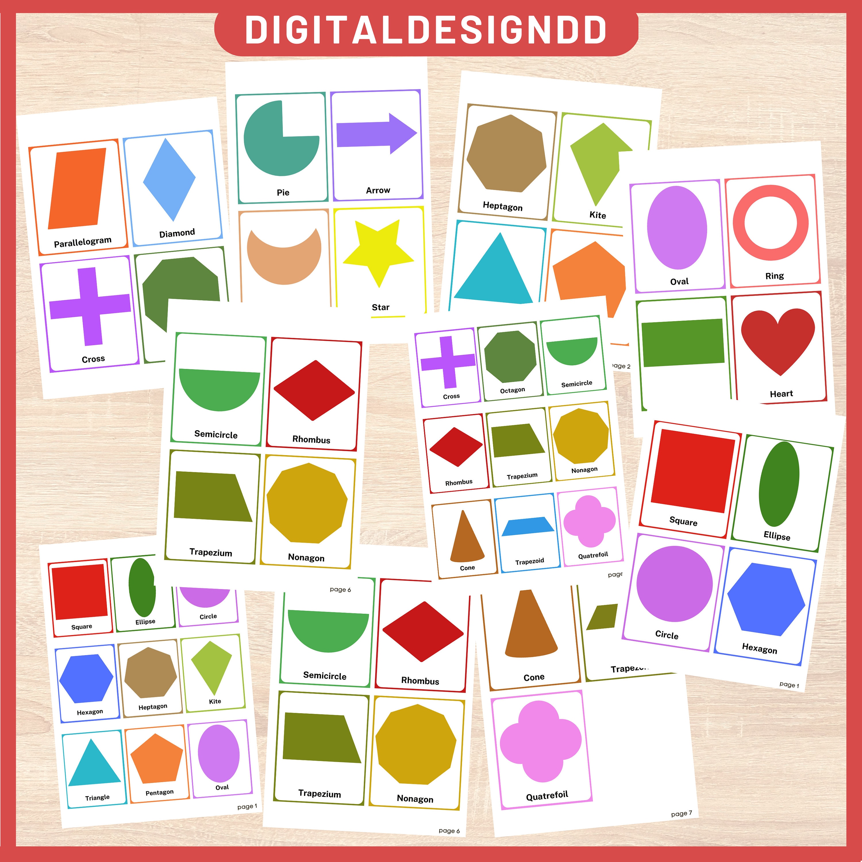 Printable Shapes Flash Cards | Montessori 2D Shape Learning for ...