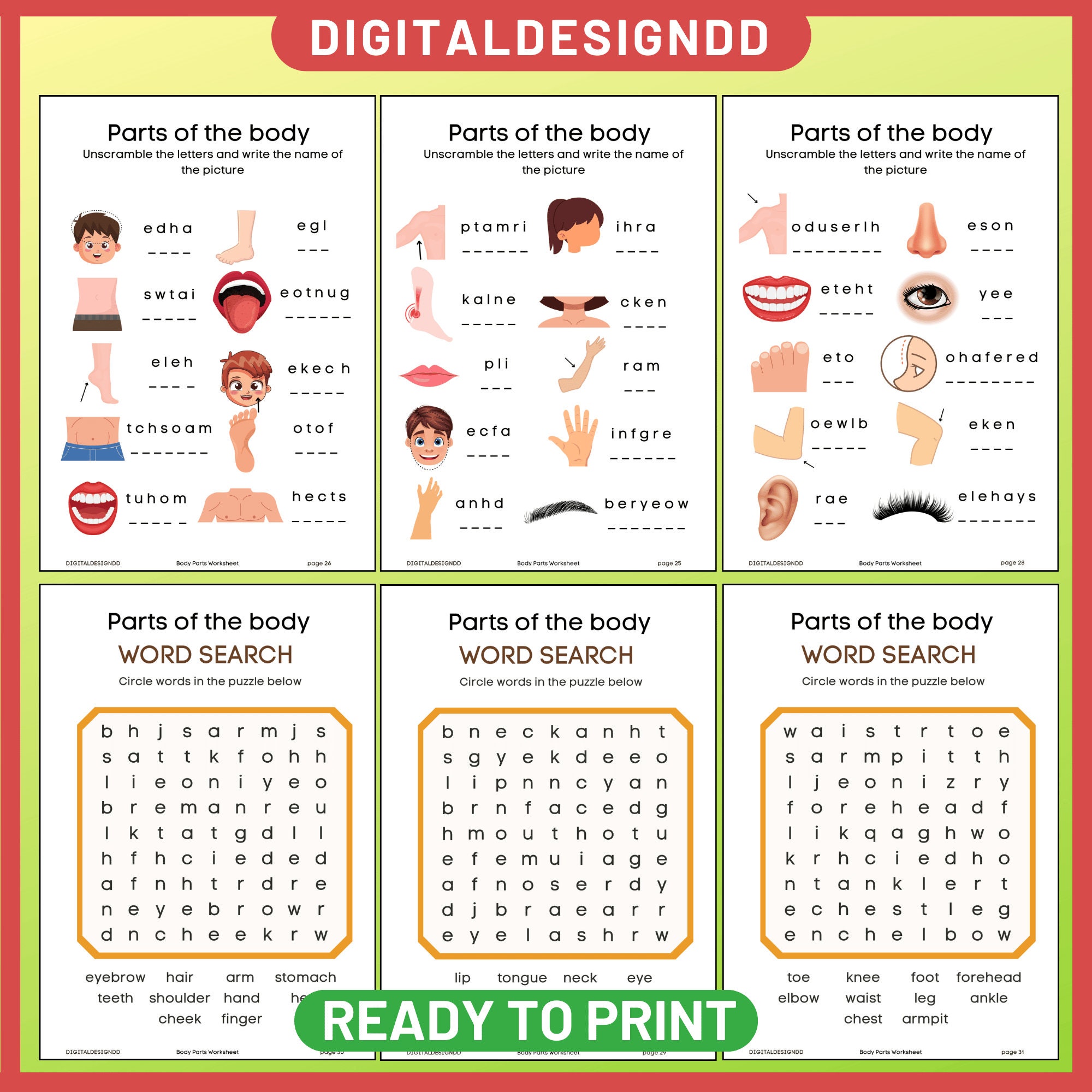 Preschool Body Parts Worksheets | Human Body Activities for Kids ...