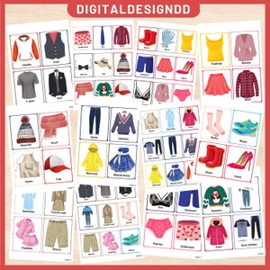 Clothes Flash Cards Montessori Cards Preschool Education Flash Cards ...