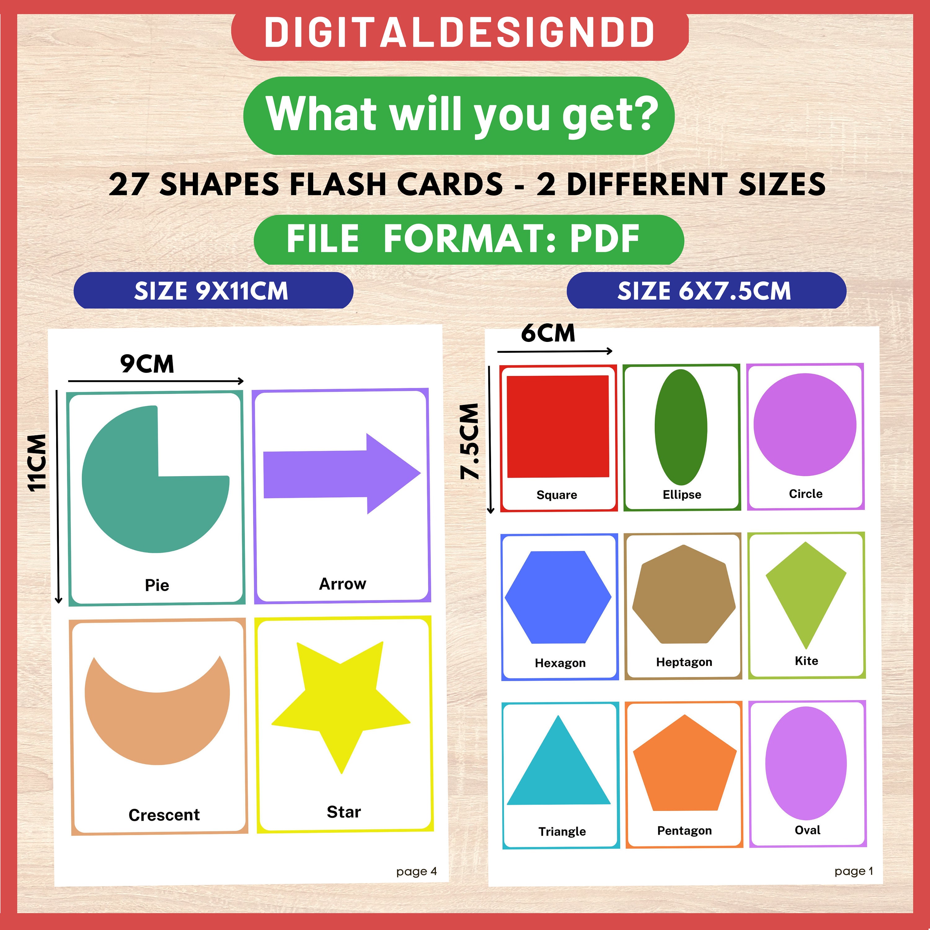 Printable Shapes Flash Cards | Montessori 2D Shape Learning for ...