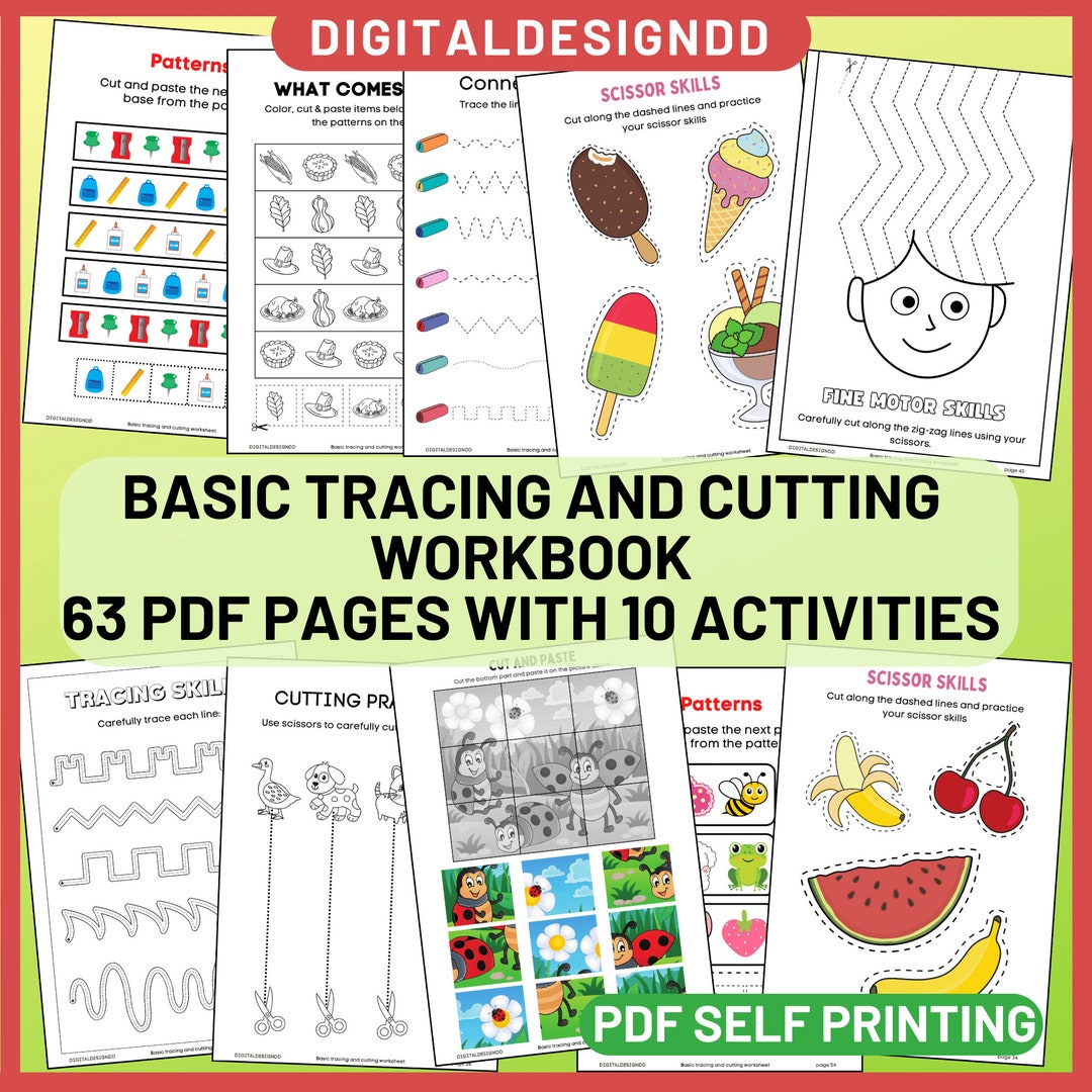 PDF Basic Tracing and Cutting Pdf Worksheet for Toddler - Etsy