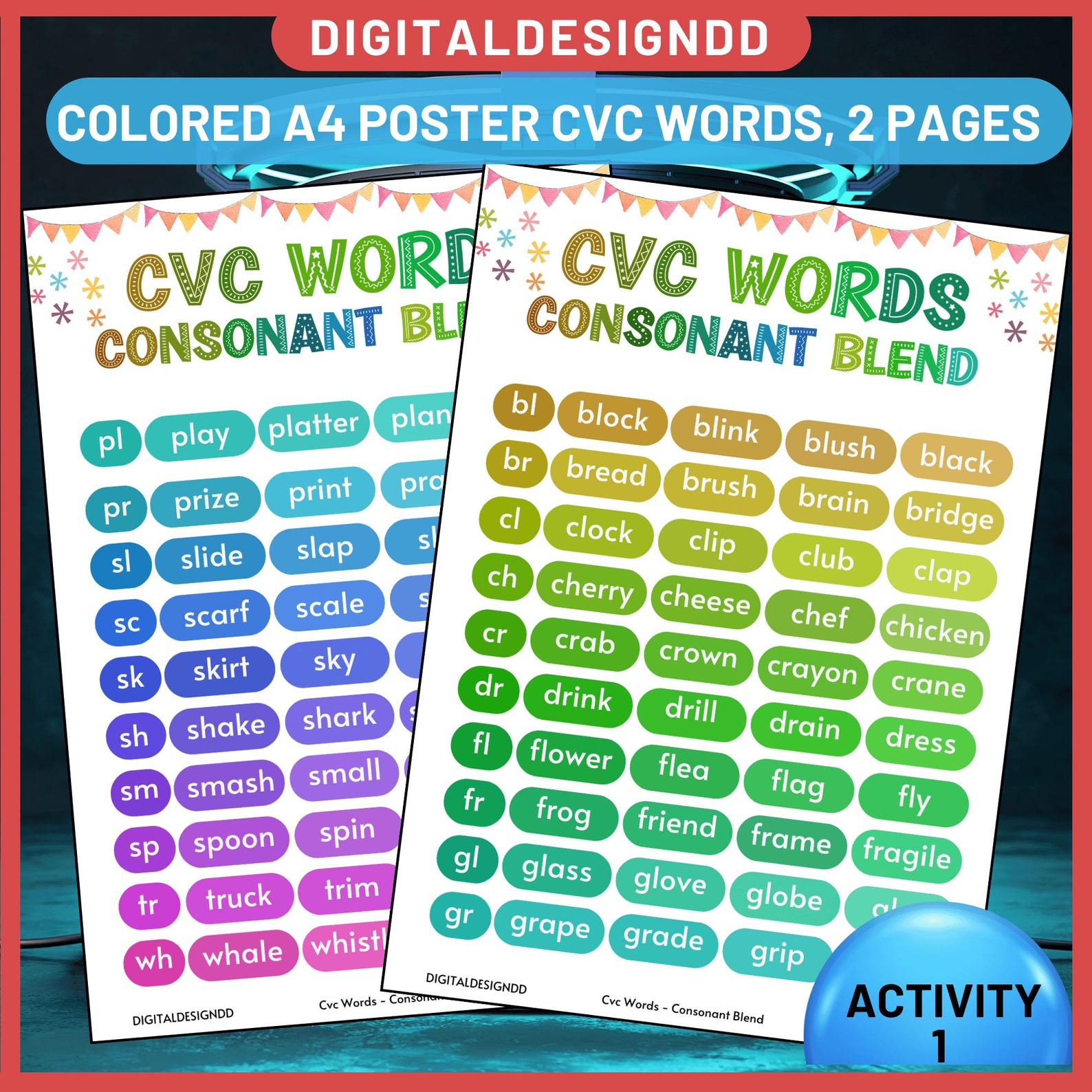PDF Phonics CVC Words English Worksheet Consonant Blend Kids Activities ...