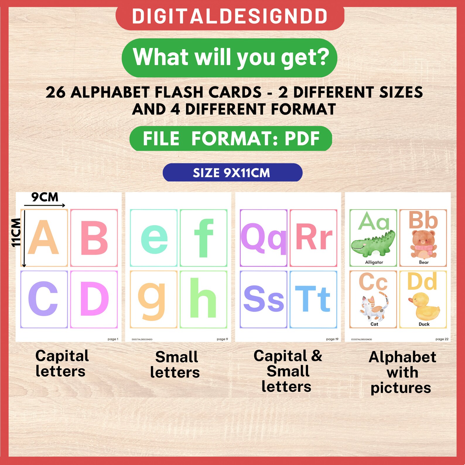 ABC Flash Cards Alphabet for Kids Cards Montessori ABC Flash Cards ...