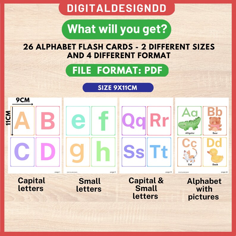 ABC Flash Cards Alphabet for Kids Cards Montessori ABC Flash Cards ...