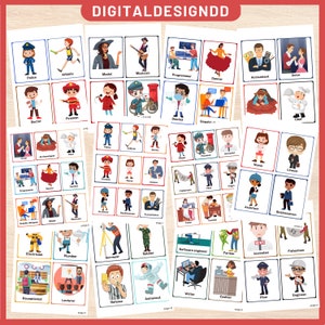 Professions Flash Cards Montessori Cards Preschool Education Flash ...