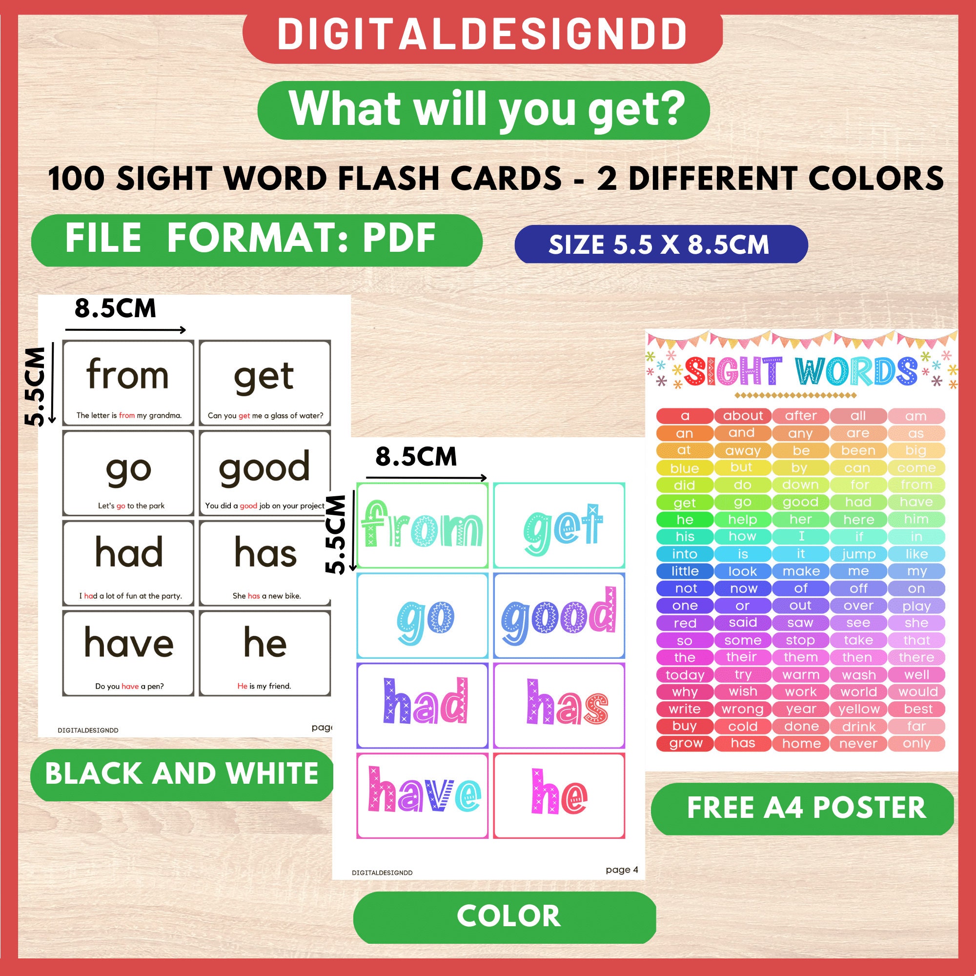 Sight Word Flash Cards Montessori Cards Preschool Education - Etsy