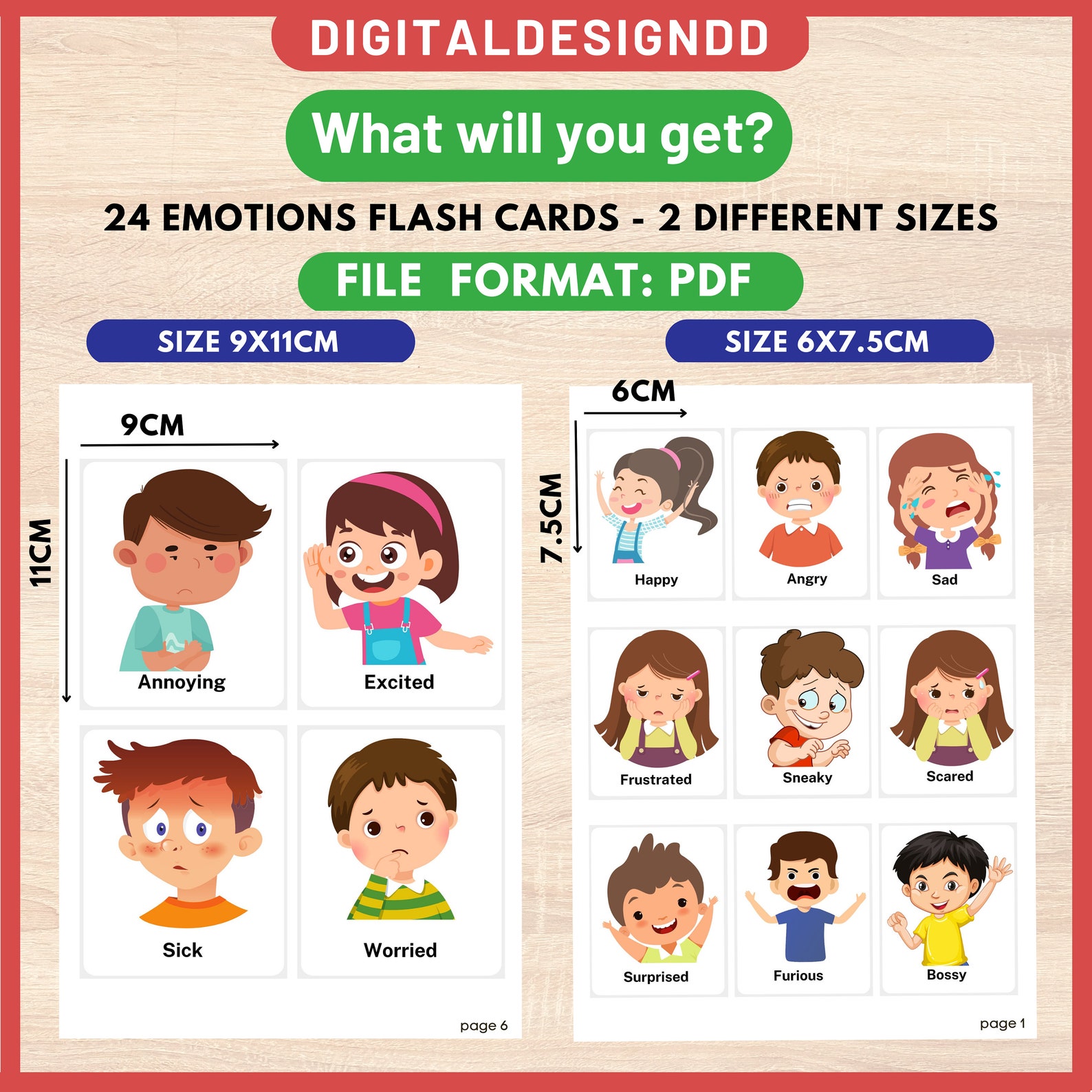 Printable Emotions Flash Cards | Montessori Feelings Cards PDF | Kids ...