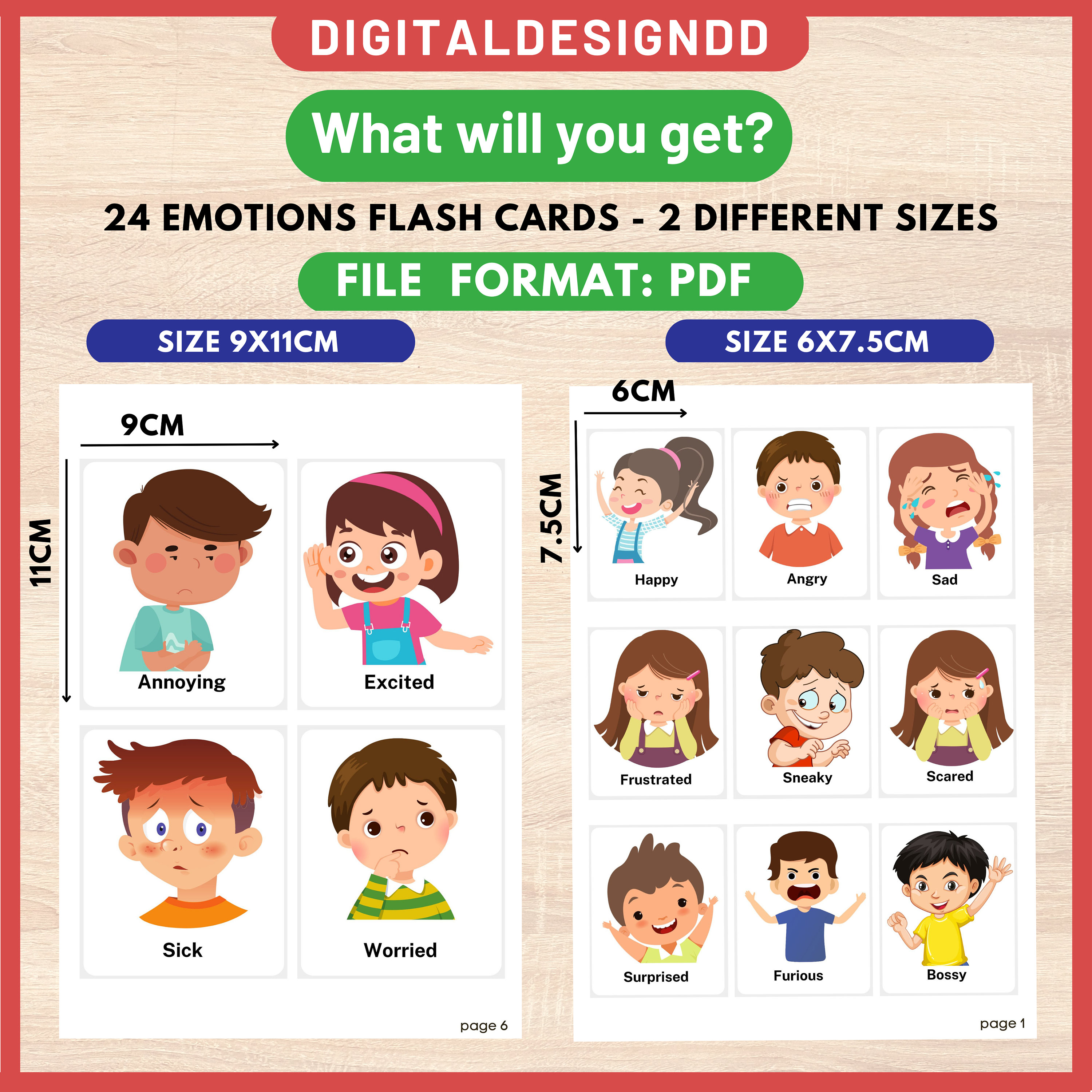 Printable Emotions Flash Cards | Montessori Feelings Cards PDF | Kids ...