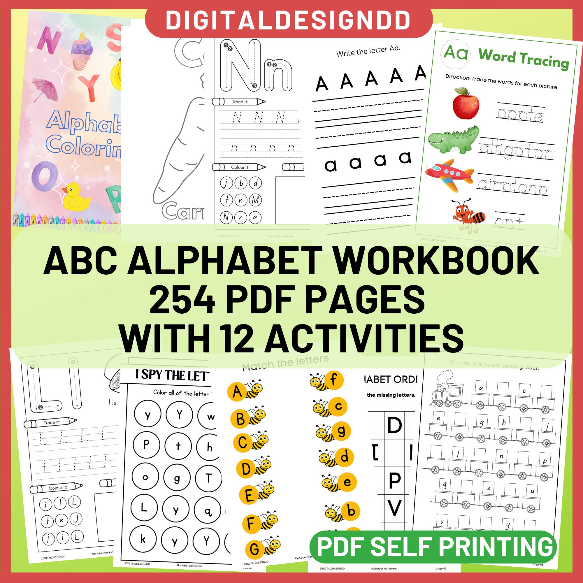 Abc Alphabet Pdf Worksheet for Toddler Preschool - Etsy
