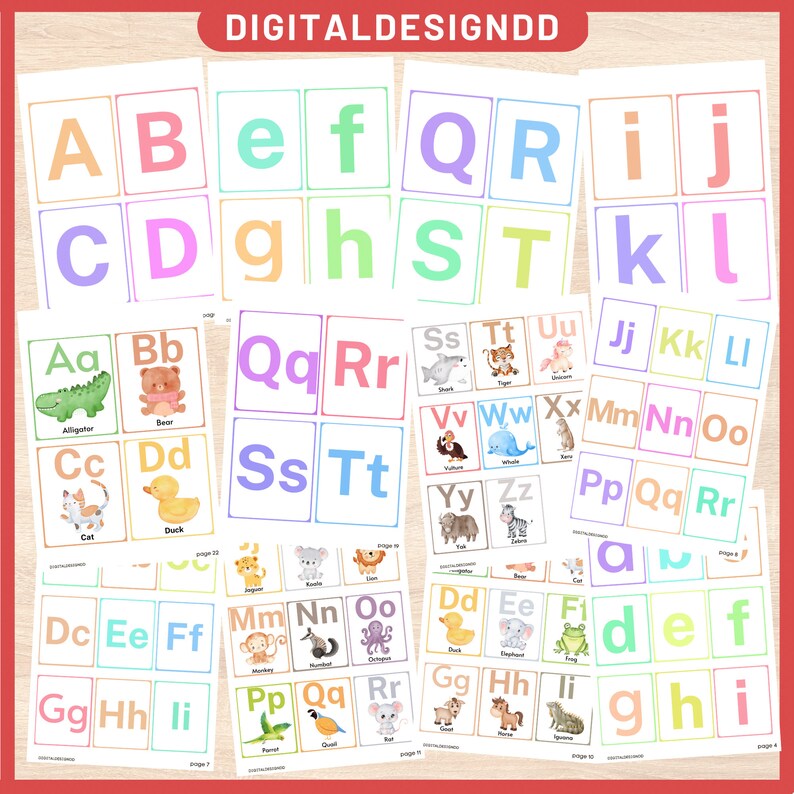 ABC Flash Cards Alphabet for Kids Cards Montessori ABC Flash Cards ...