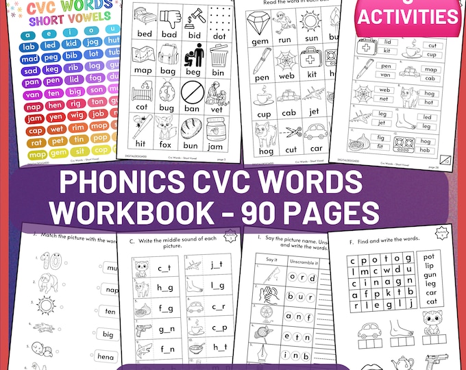 Phonics Short Vowel Activities and Worksheets Short E - Etsy Hong Kong
