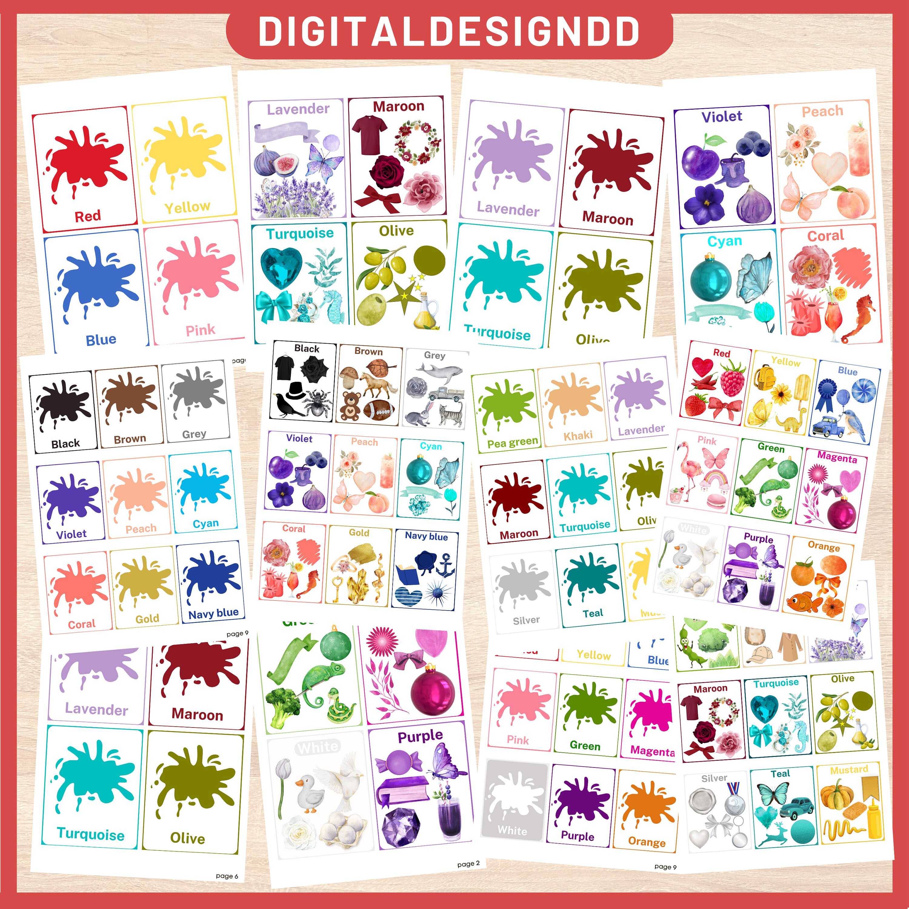 Colors Flash Cards Montessori Cards Preschool Education Flash Cards ...