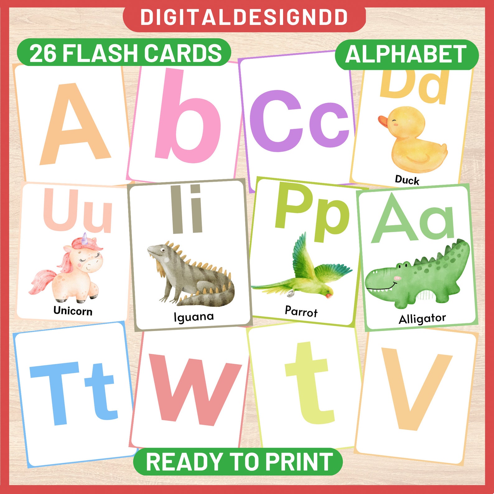 ABC Flash Cards Alphabet for Kids Cards Montessori ABC Flash Cards ...