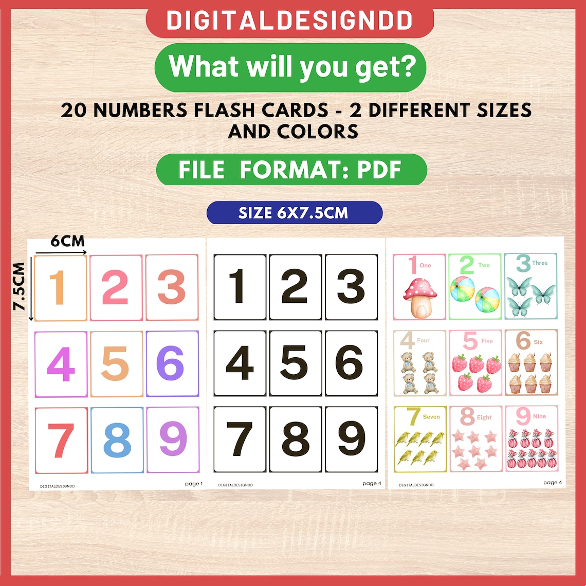 Numbers 1-20 Flash Cards Montessori Cards Preschool Education Flash ...