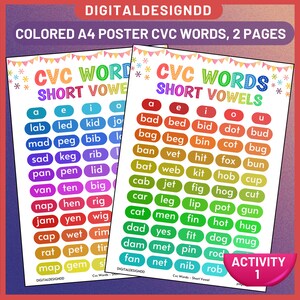 PDF Phonics CVC Words English Worksheet Short Vowel Kids Activities for ...