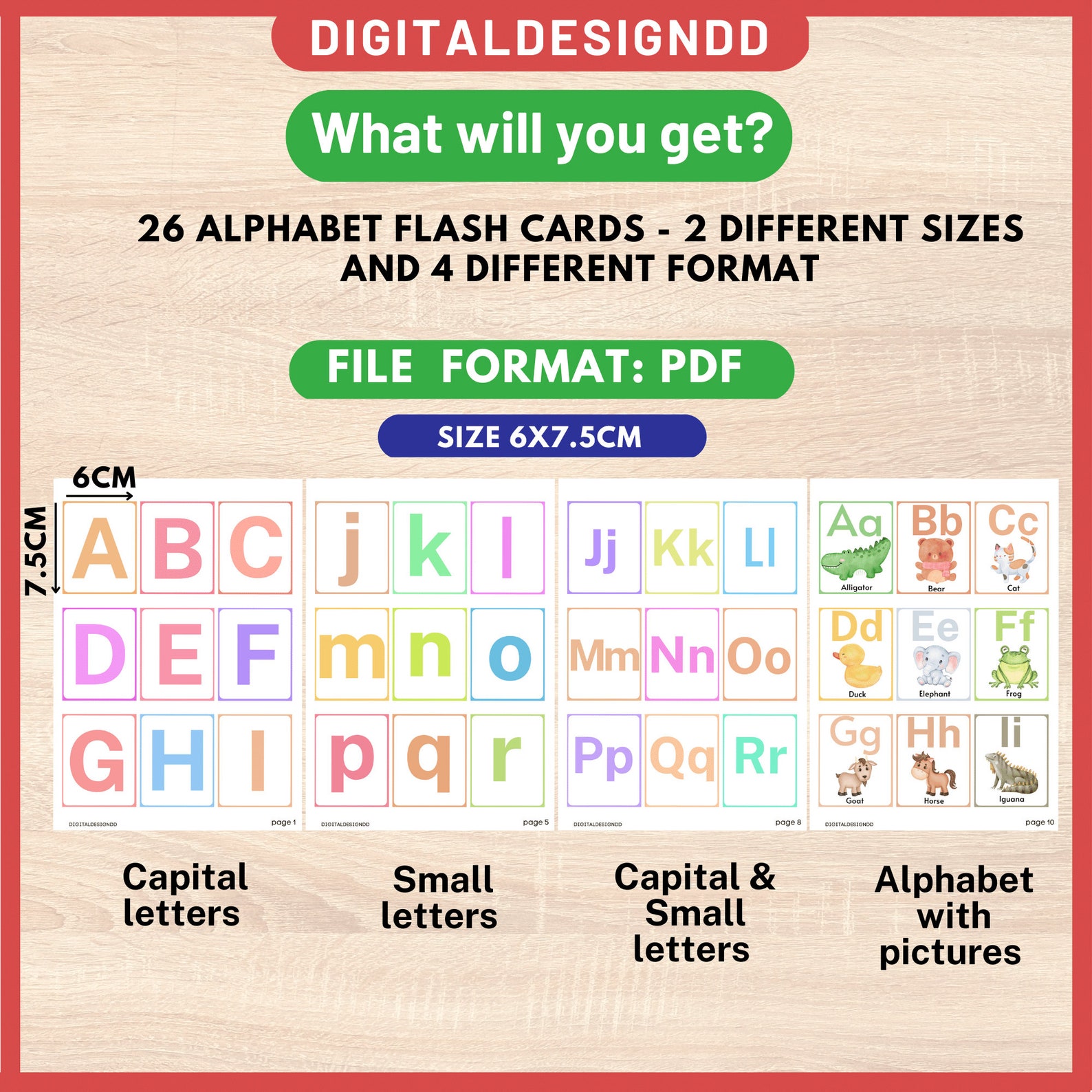 ABC Flash Cards Alphabet for Kids Cards Montessori ABC Flash Cards ...