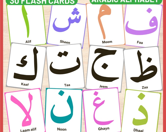 Arabic Alphabet Clip Cards, Arabic Letters Sound, Letters Clip Cards ...