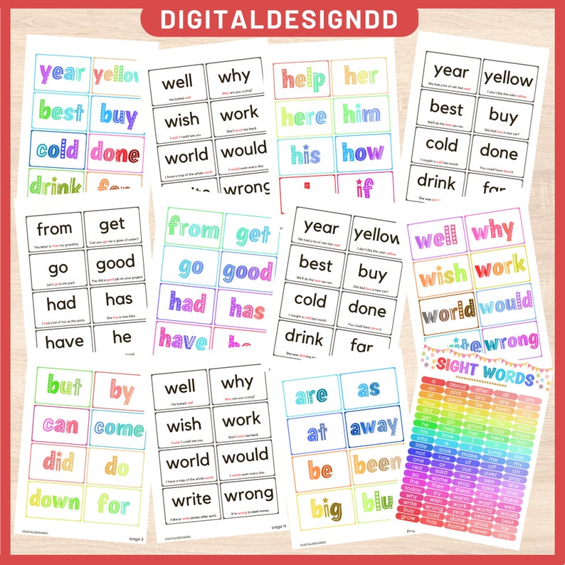 Sight Word Flash Cards: Montessori Preschool Printable (PDF) - Etsy