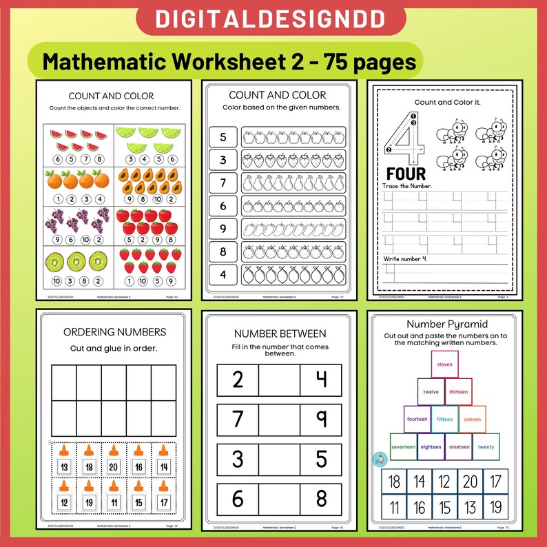 PDF Basic Mathematic Worksheet for Kids Preschool Tracing Counting - Etsy