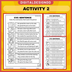 PDF CVC Simple Sentence Worksheet for Kids, English Reading Simple ...