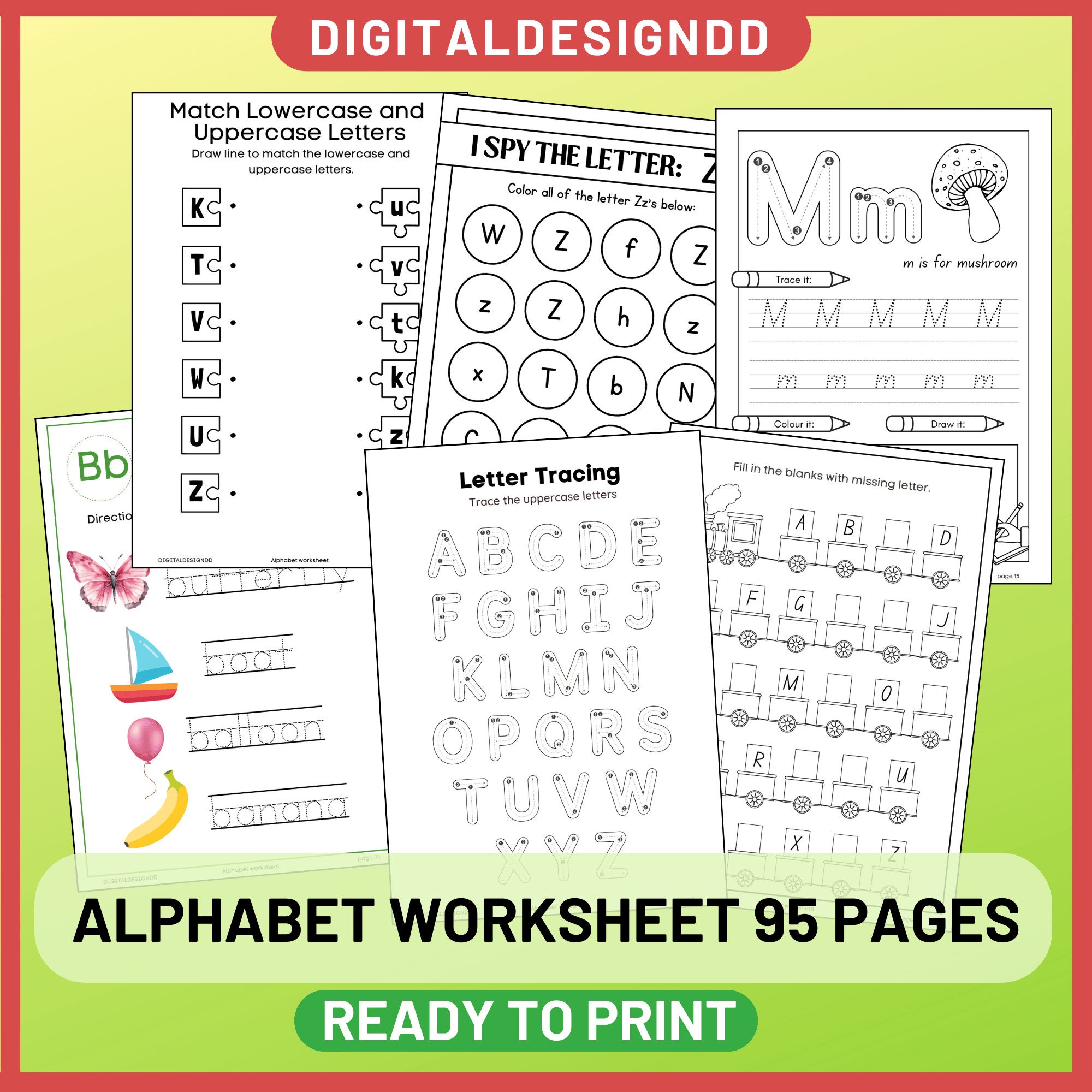 Abc Alphabet Pdf Worksheet for Toddler Preschool - Etsy