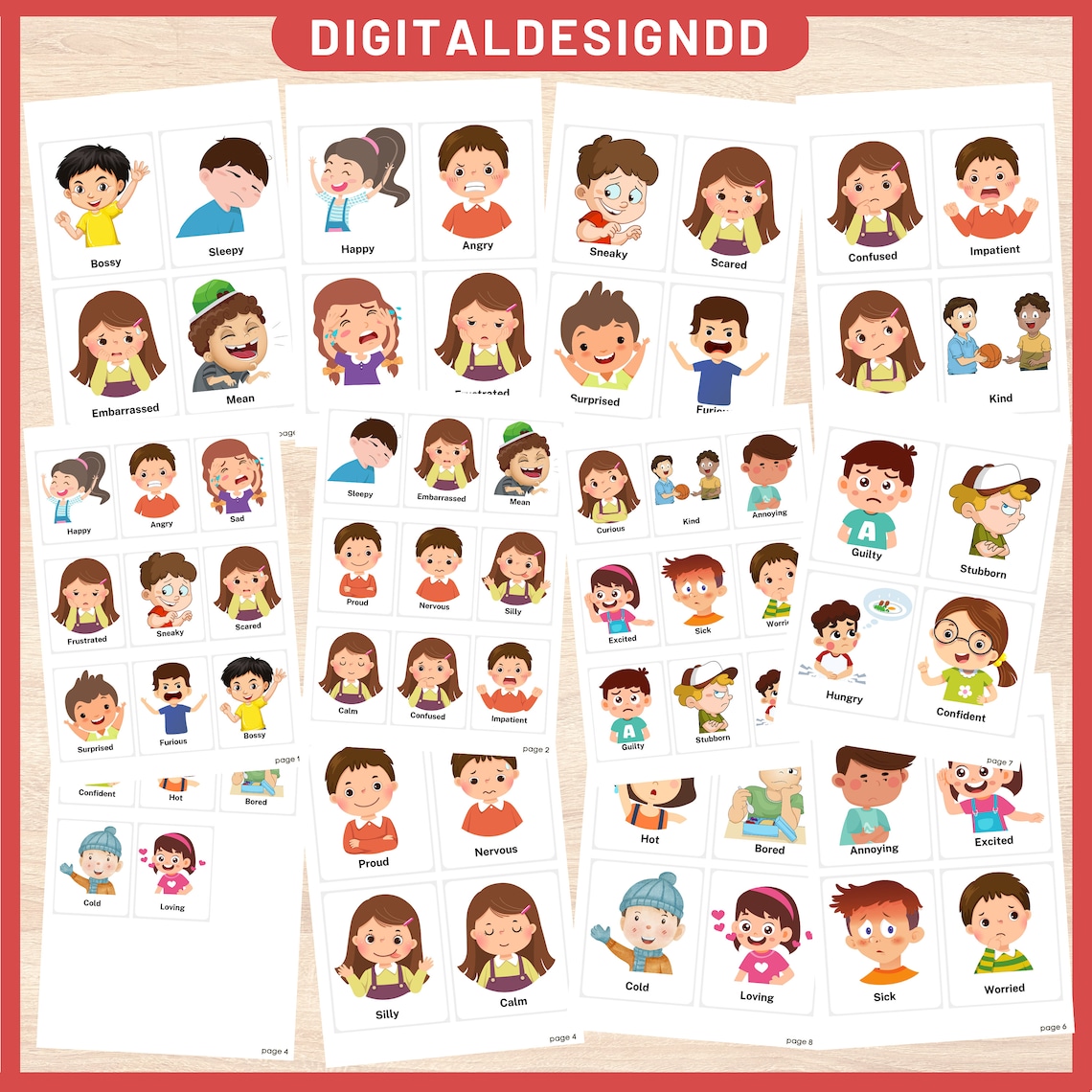 Printable Emotions Flash Cards | Montessori Feelings Cards PDF | Kids ...