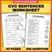 PDF CVC Simple Sentence Worksheet for Kids, English Reading Simple ...