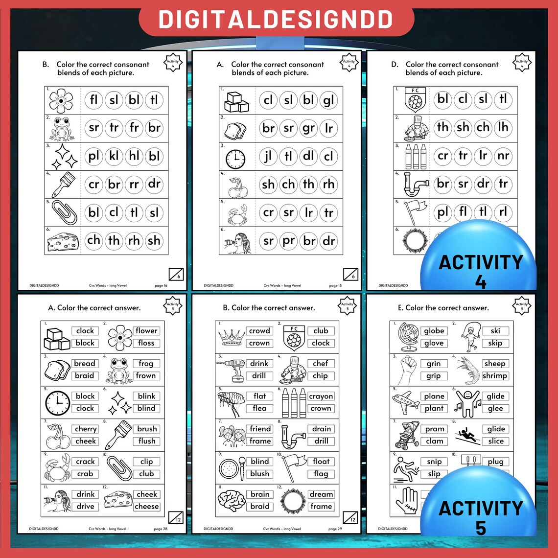 PDF Phonics CVC Words English Worksheet Consonant Blend Kids Activities ...