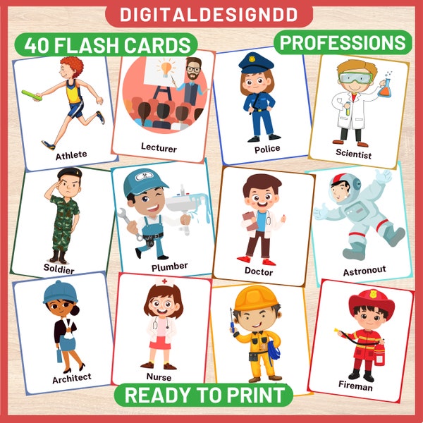 Flash Cards Professions - Etsy