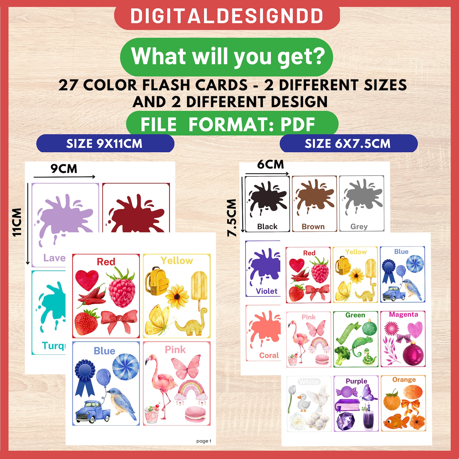Colors Flash Cards Montessori Cards Preschool Education Flash Cards ...