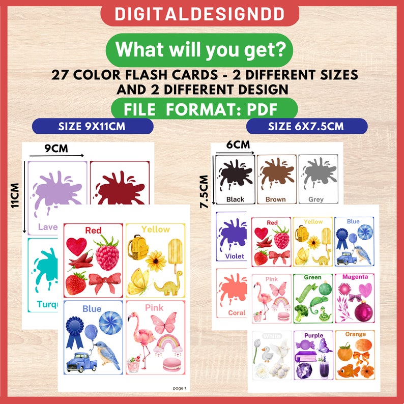 Colors Flash Cards Montessori Cards Preschool Education Flash Cards ...