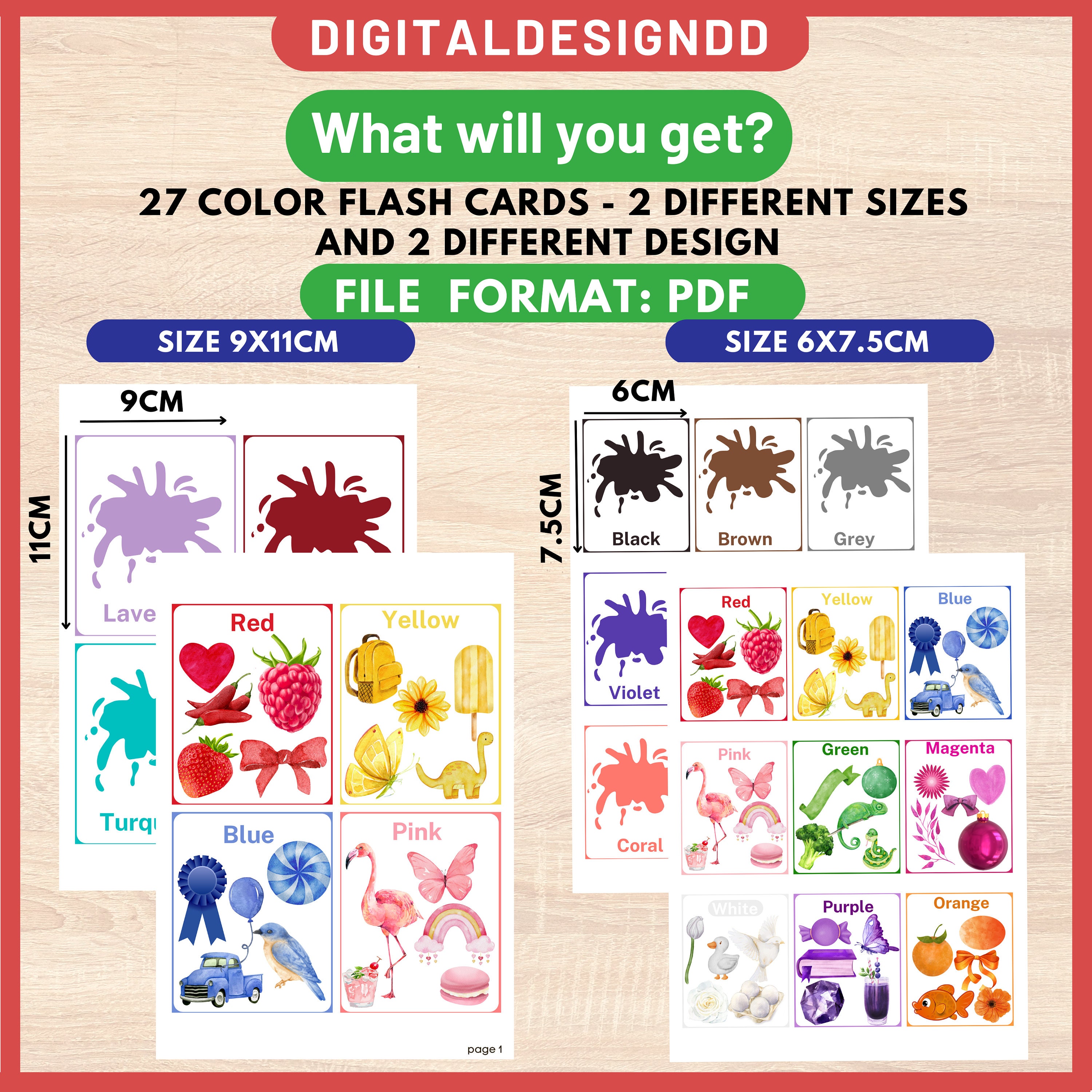 Colors Flash Cards Montessori Cards Preschool Education Flash Cards ...