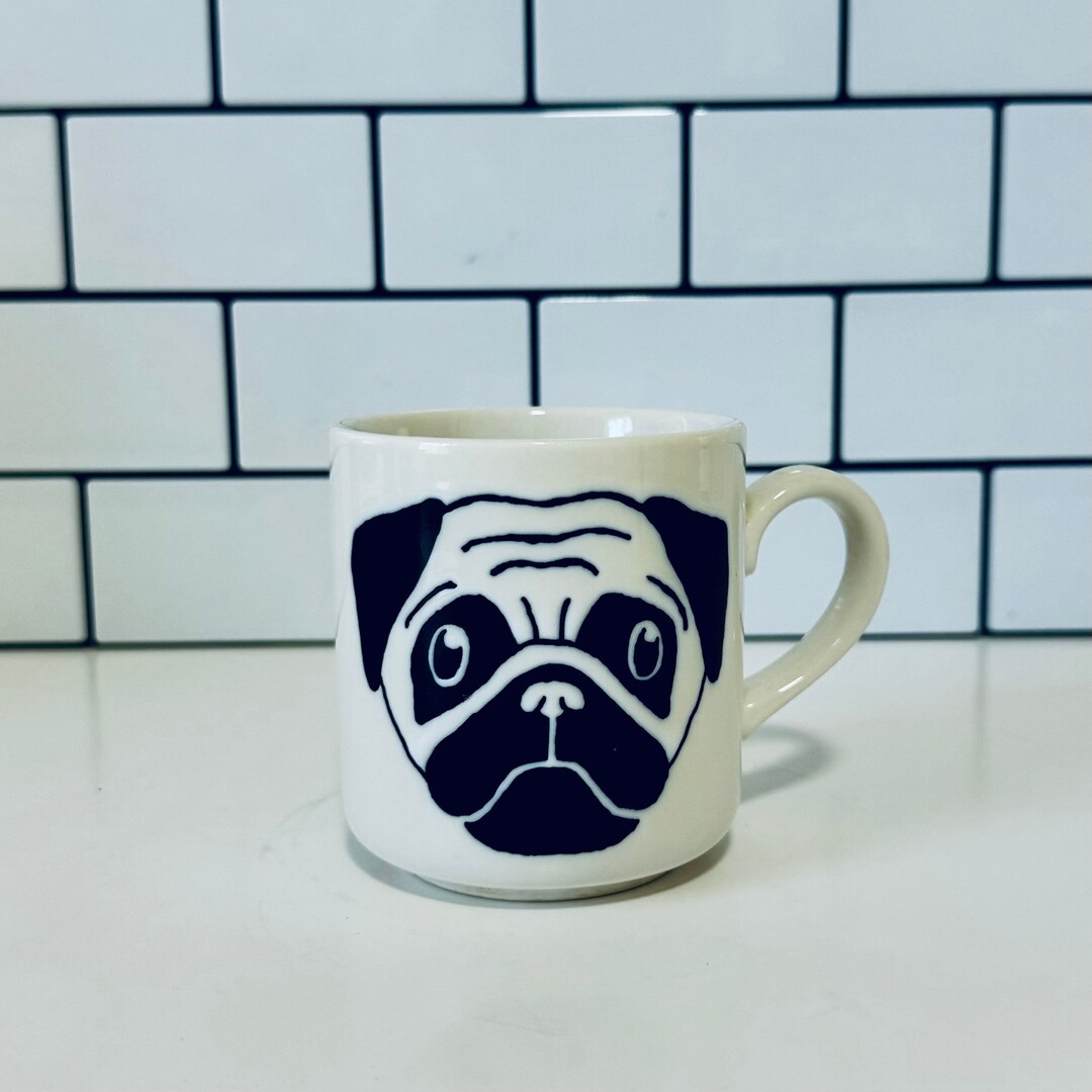 Vintage Black and White Pug Mug, Retro Dog Lover Gift - Etsy