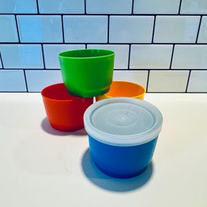 Vintage Tupperware Snack Cups Containers, One Lid Four Container Set ...