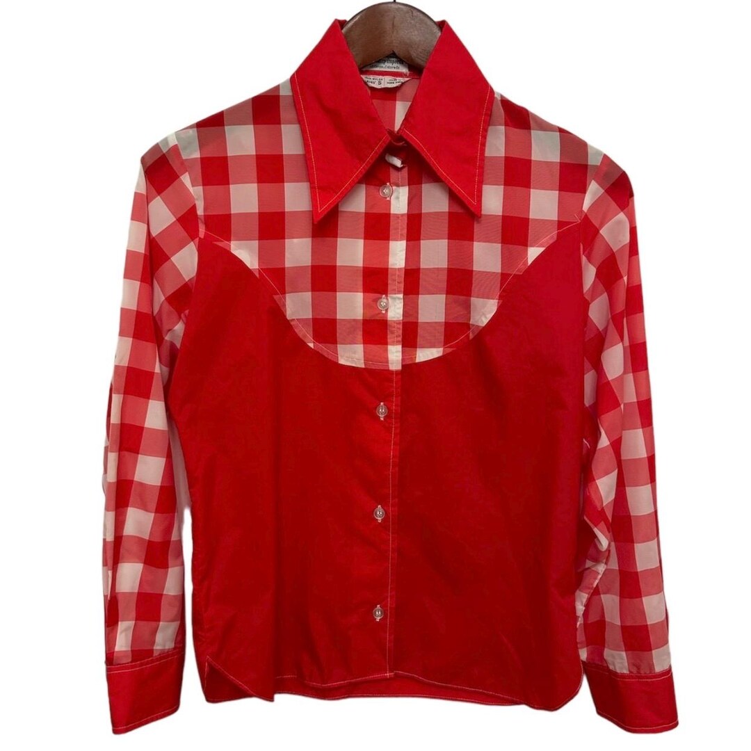 Vintage 100% Nylon Red Ghingam Women’s Size Small Country Western ...