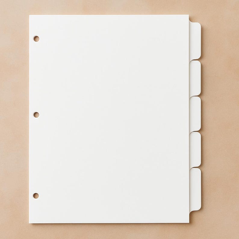 Custom Binder Divider Tabs With/without Three Hole Punch: Set of 5, Set ...