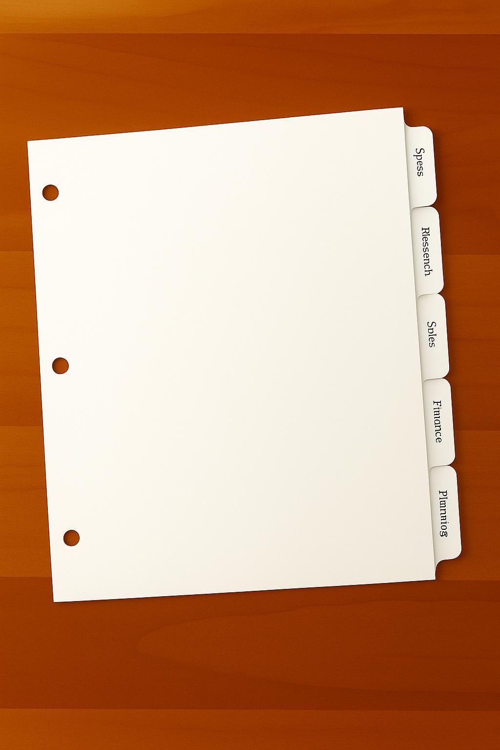 Custom Binder Divider Tabs With/without Three Hole Punch: Set of 5, Set ...