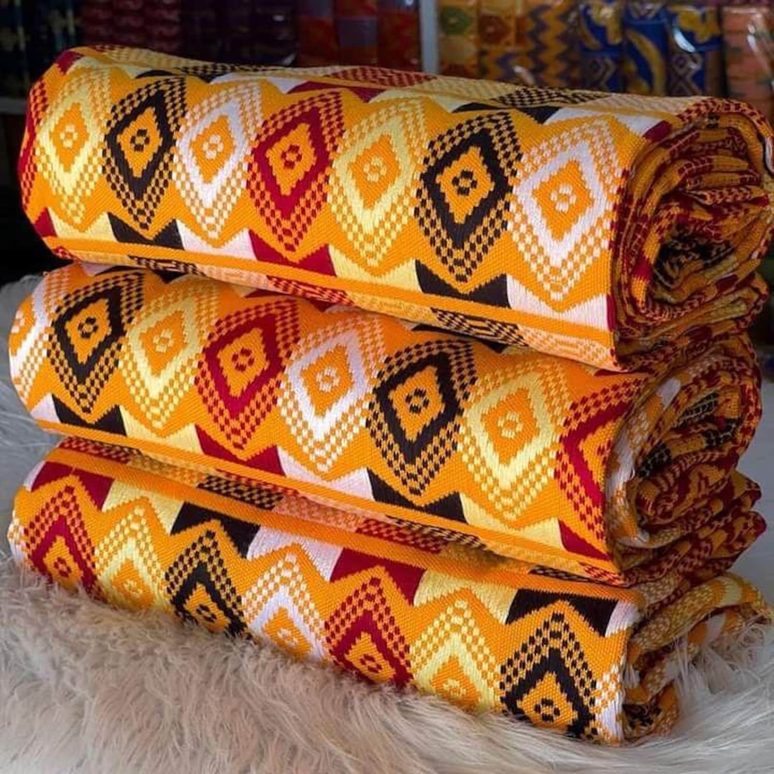 Handwoven Kente Cloth: Authentic Ghana Kente Fabric, 6 Yards - Etsy