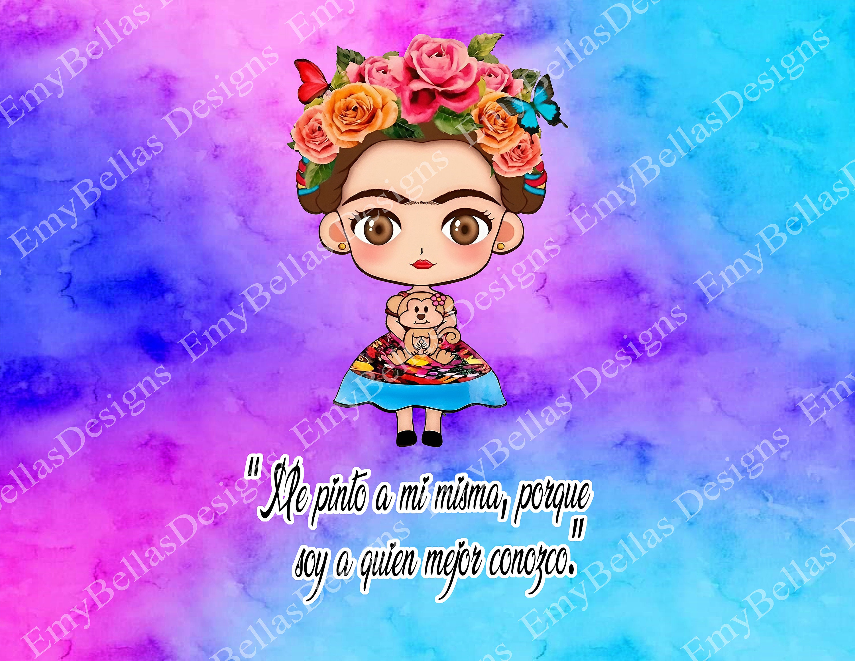 Frida Kahlo 20 Oz Me Pinto a Mi Misma PNG Straight, Instant Download - Etsy