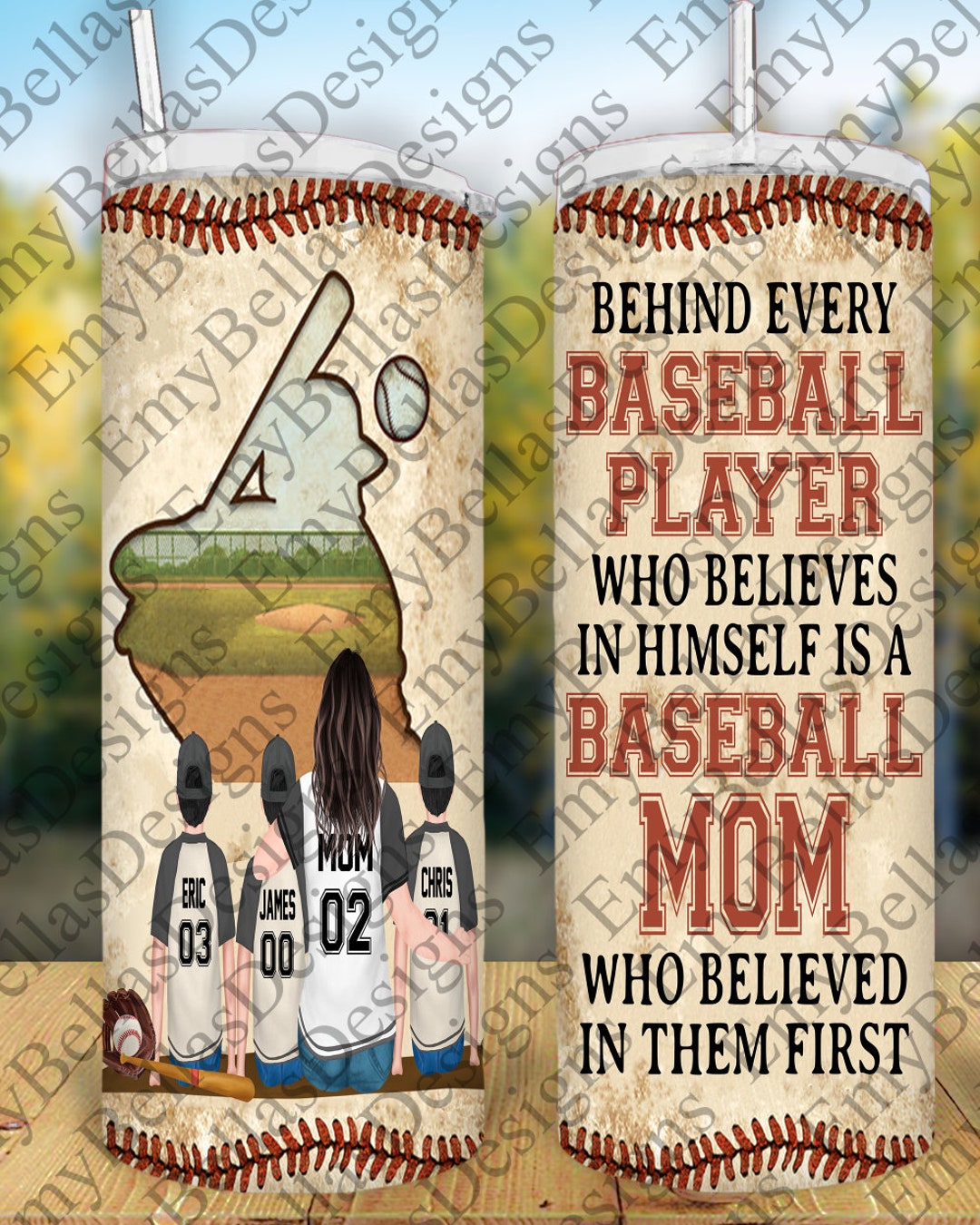 3 Kids Behind Every Baseball Player MOM 4 Designs Bundle 20oz Skinny ...
